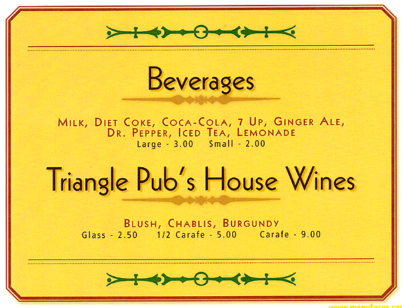 Triangle Pub Menu