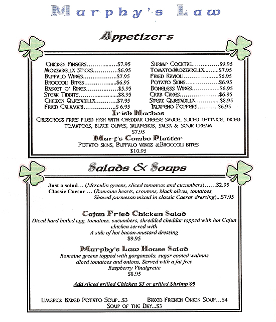 Murphy's Law Menu